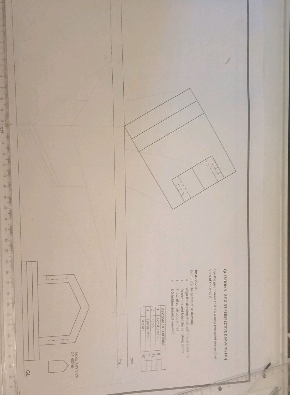 QUESTION 3 2 POINT PERSPECTIVE DRAWING (40) | StudyX