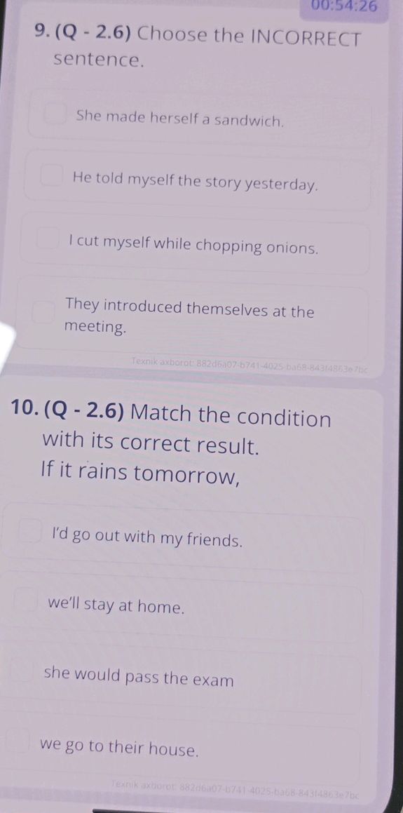 9. (Q - 2.6) Choose the INCORRECT sentence. | StudyX