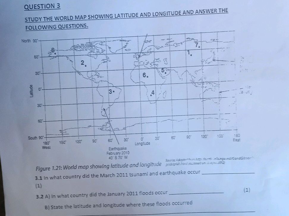 QUESTION 3 STUDY THE WORLD MAP SHOWING | StudyX