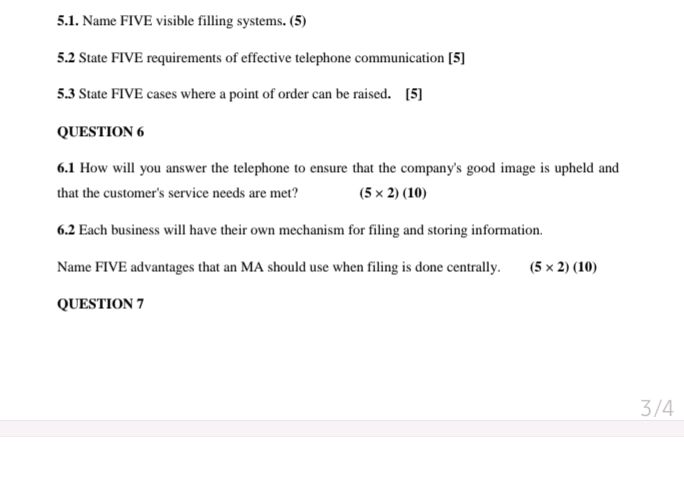 5.1. Name FIVE visible filling systems. (5) | StudyX