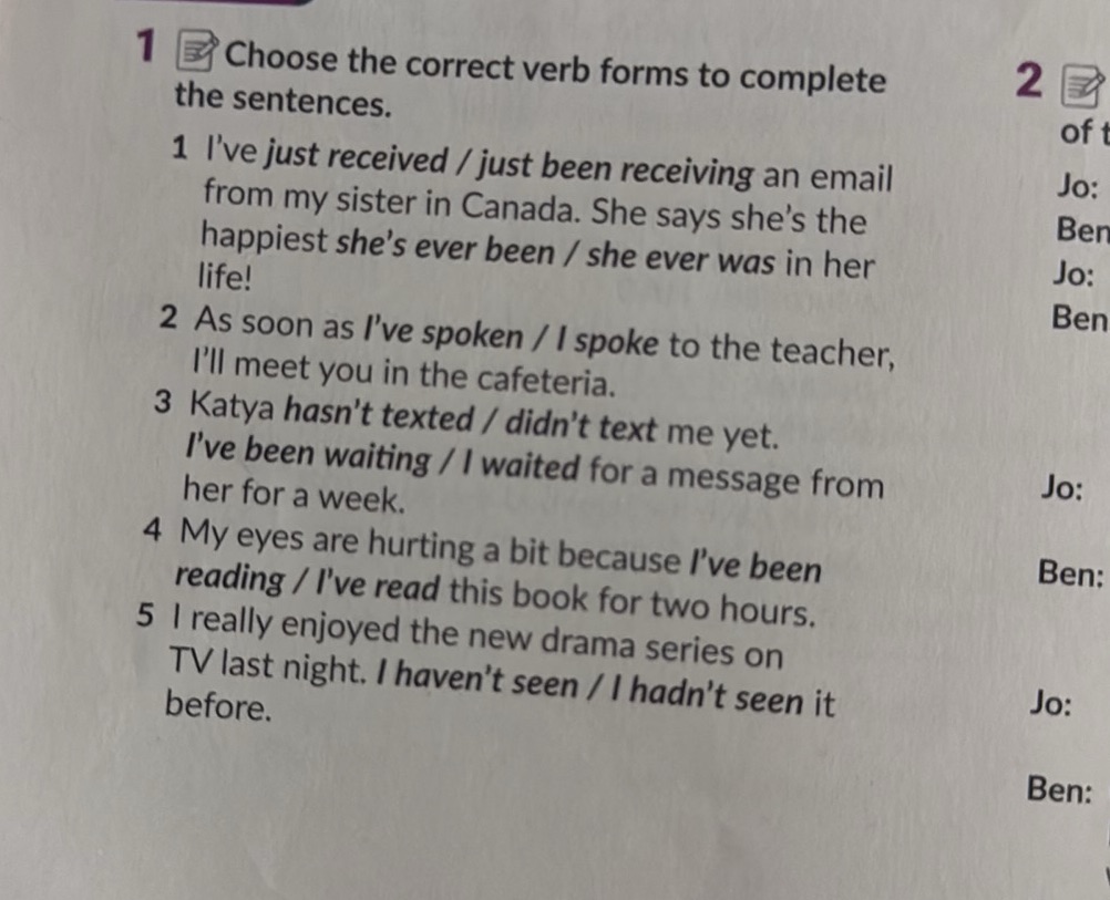 Choose the correct verb forms to complete | StudyX