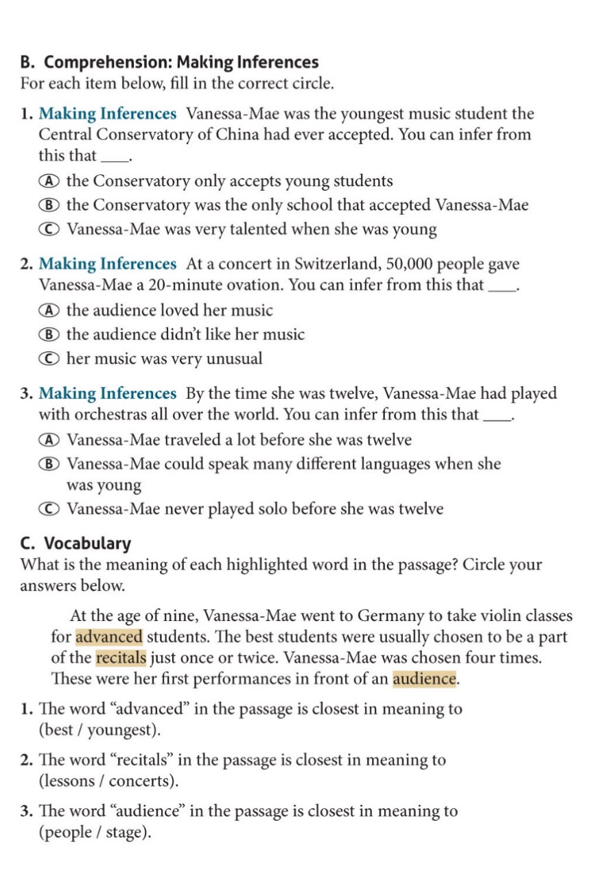 B. Comprehension: Making Inferences For each | StudyX