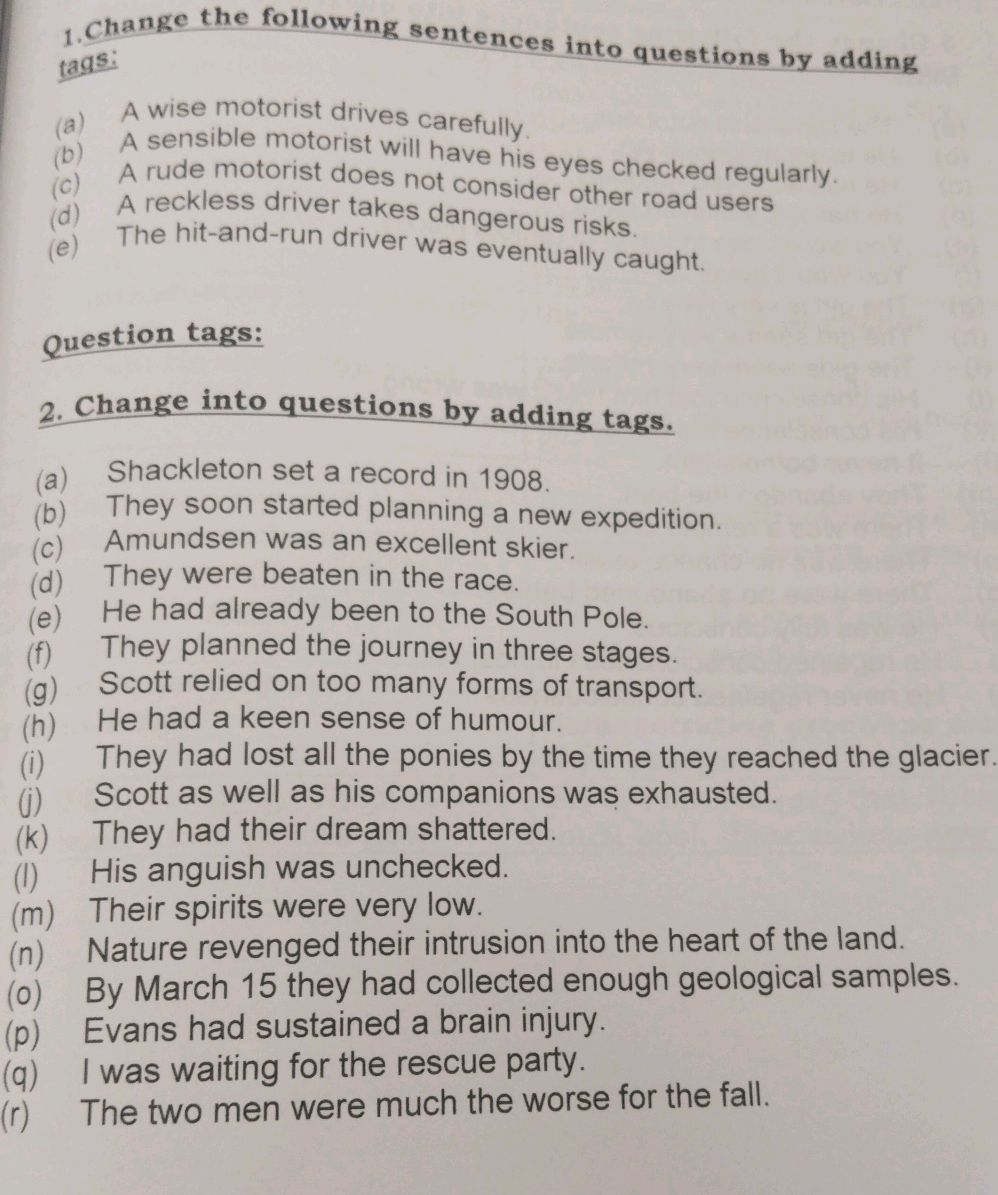 1. Change the following sentences into | StudyX