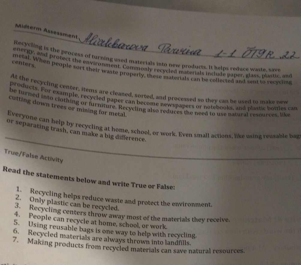 Read the statements below and write True or | StudyX