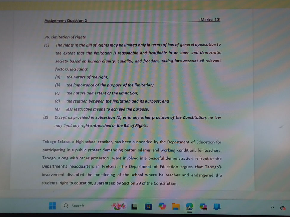 36. Limitation of rights (1) The rights in | StudyX