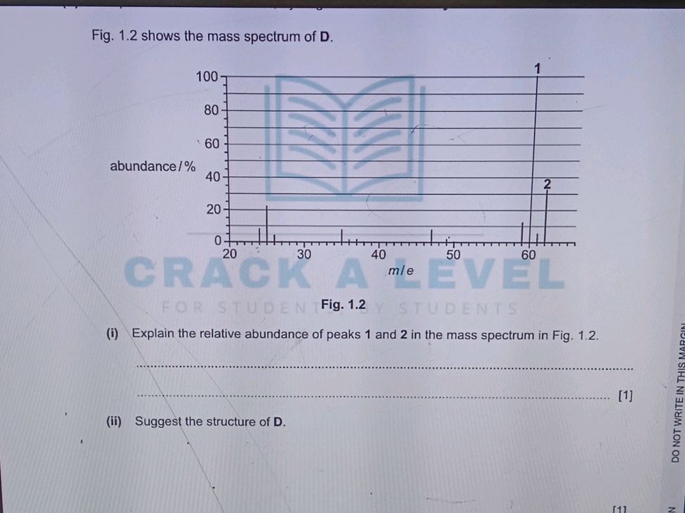 Fig. 1.2 shows the mass spectrum of D. (i) | StudyX