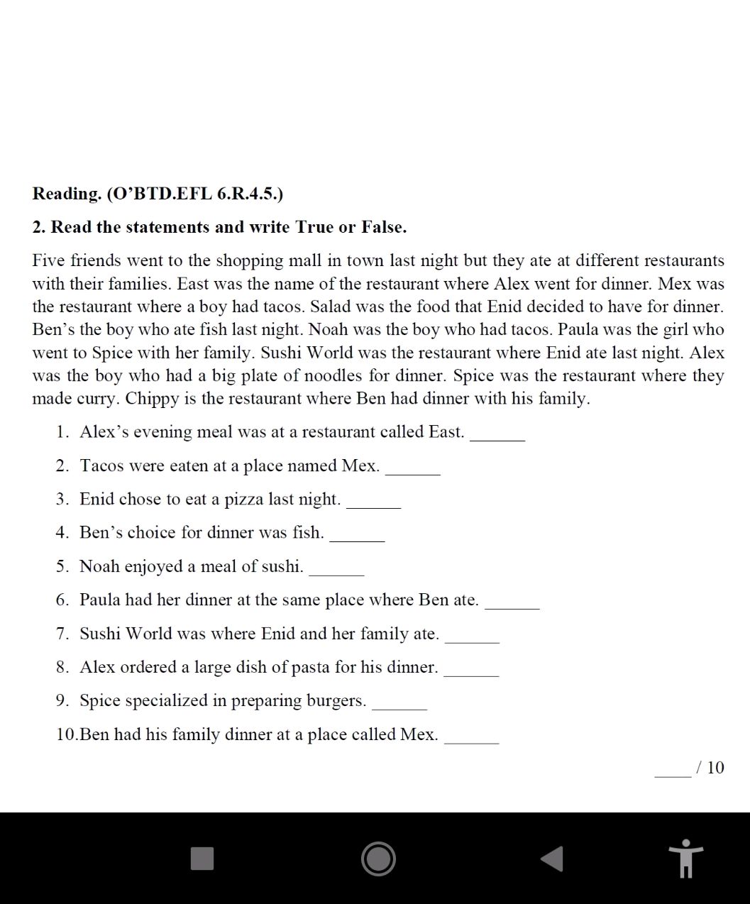 2. Read the statements and write True or | StudyX