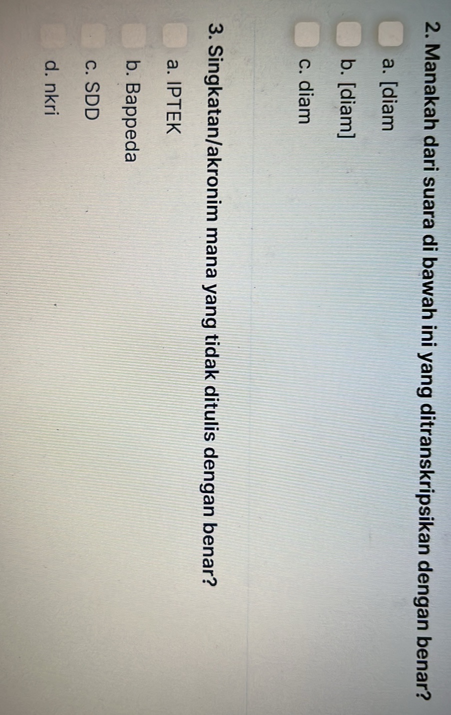 2. Manakah dari suara di bawah ini yang | StudyX