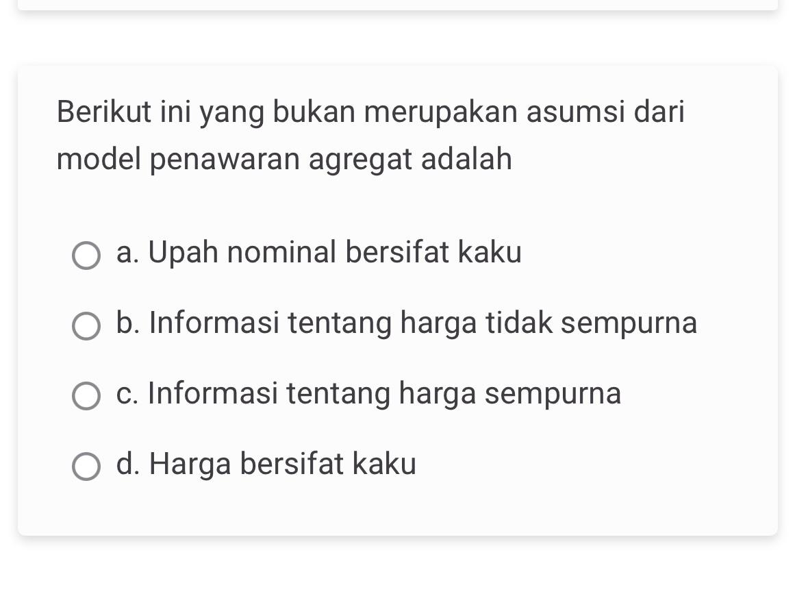 Berikut ini yang bukan merupakan asumsi dari | StudyX