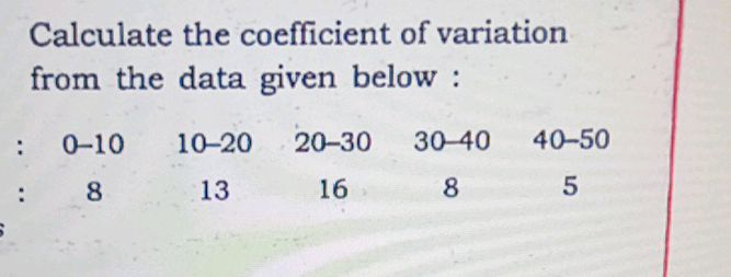 Calculate the coefficient of variation from | StudyX