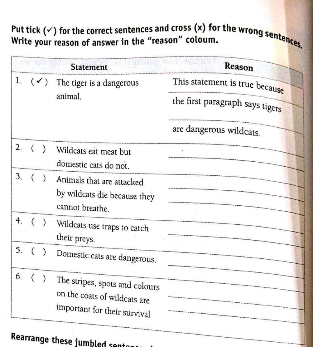 Put tick ( $ $ ) for the correct sentences | StudyX