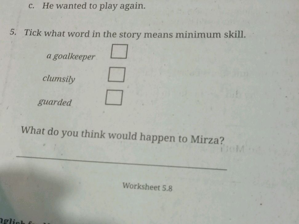 5. Tick what word in the story means minimum | StudyX