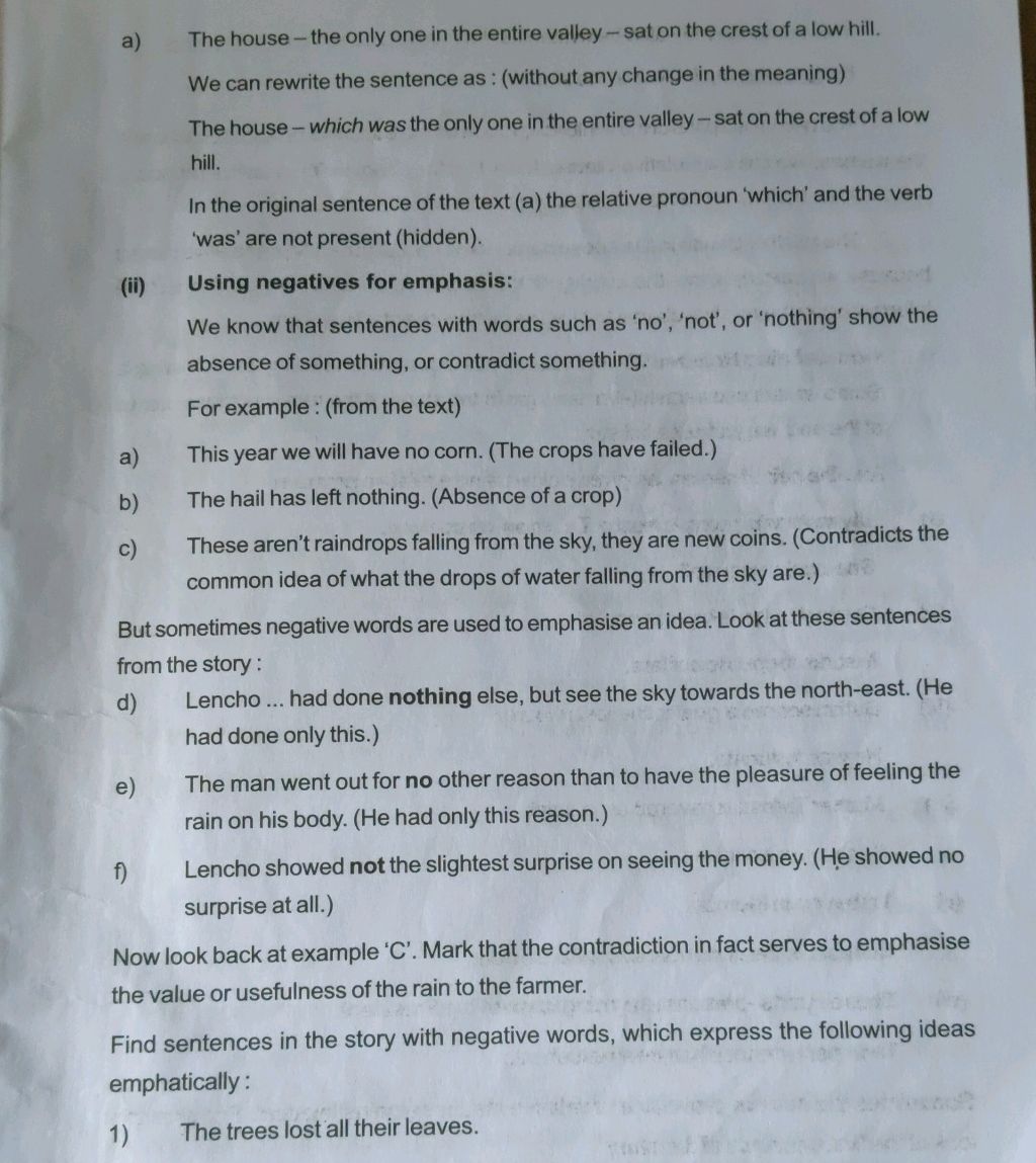 Find sentences in the story with negative | StudyX