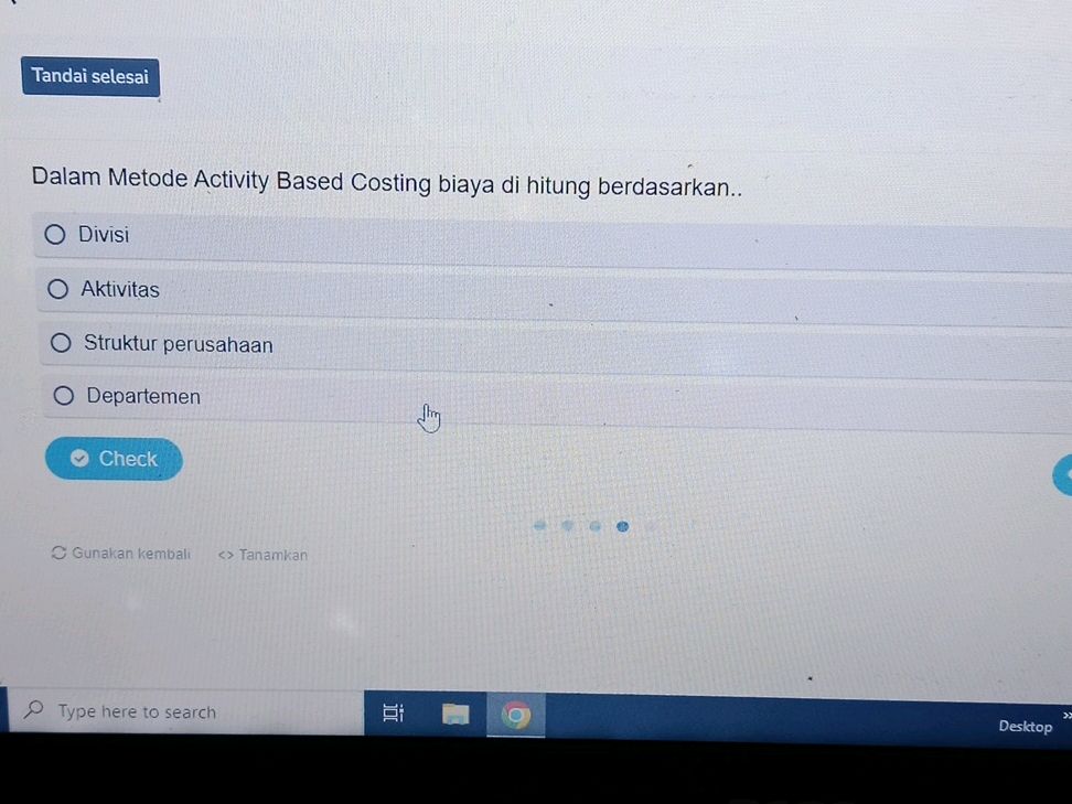 Dalam Metode Activity Based Costing biaya di | StudyX