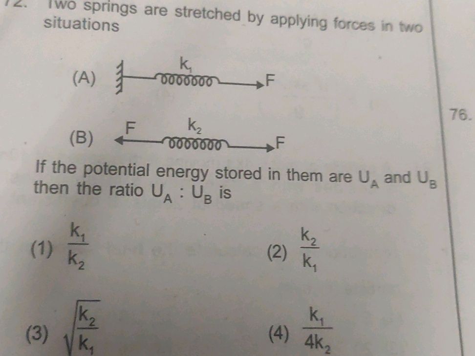 Two springs are stretched by applying forces | StudyX