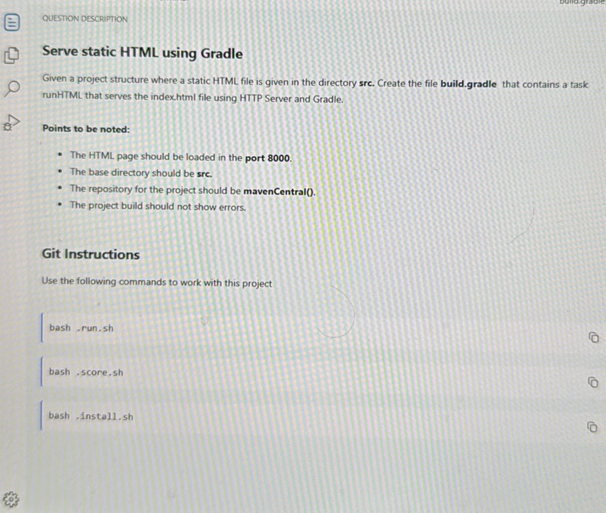 Serve static HTML using Gradle Given a | StudyX