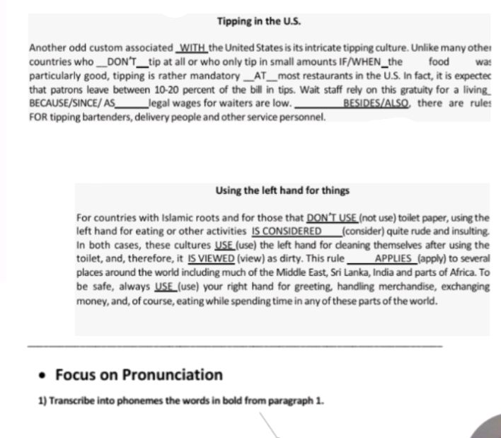 1) Transcribe into phonemes the words in | StudyX