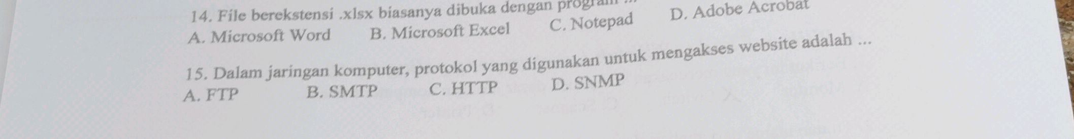 14. File berekstensi .xlsx biasanya dibuka | StudyX