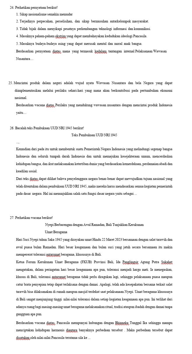 24. Perhatikan pernyataan berikut! 1. Sikap | StudyX