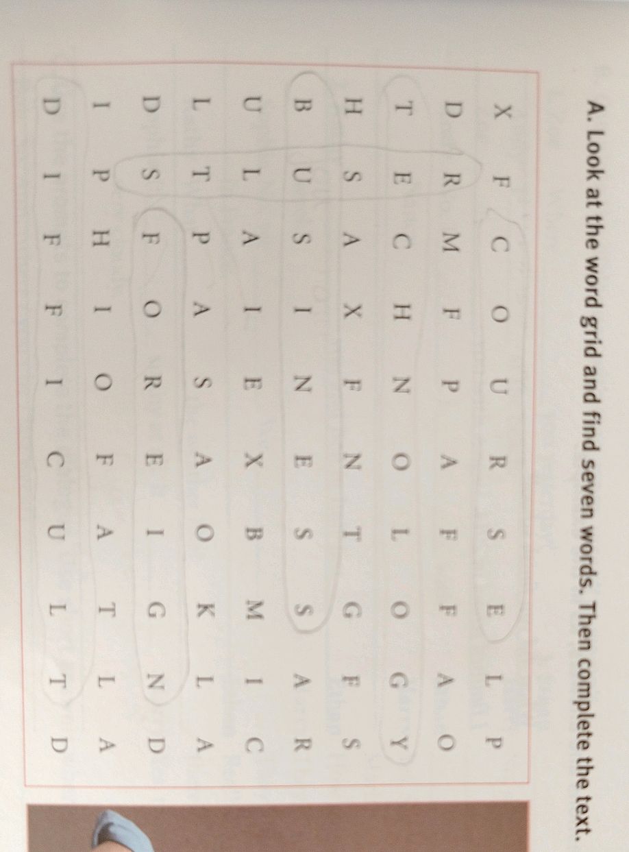 A. Look at the word grid and find seven | StudyX