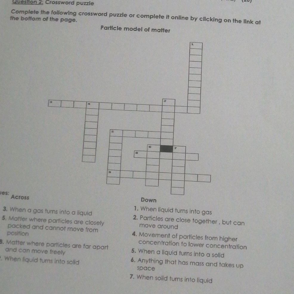 Question 2: Crossword puzzle Complete the | StudyX