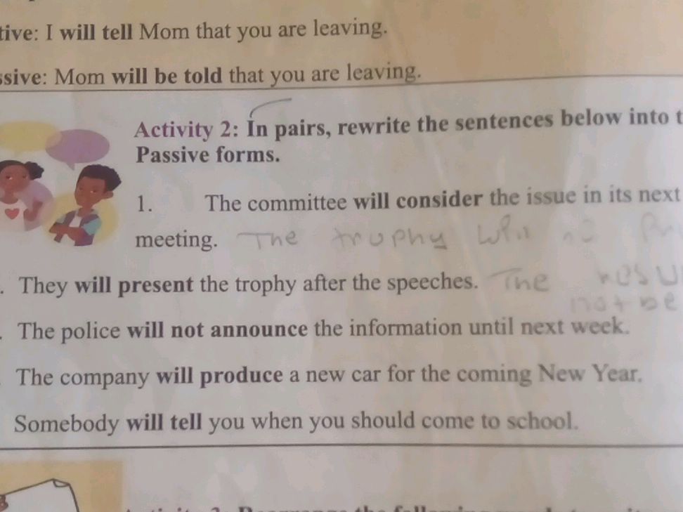 Activity 2: In pairs, rewrite the sentences | StudyX