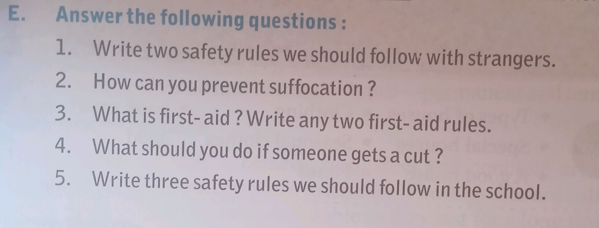 1. Write two safety rules we should follow | StudyX