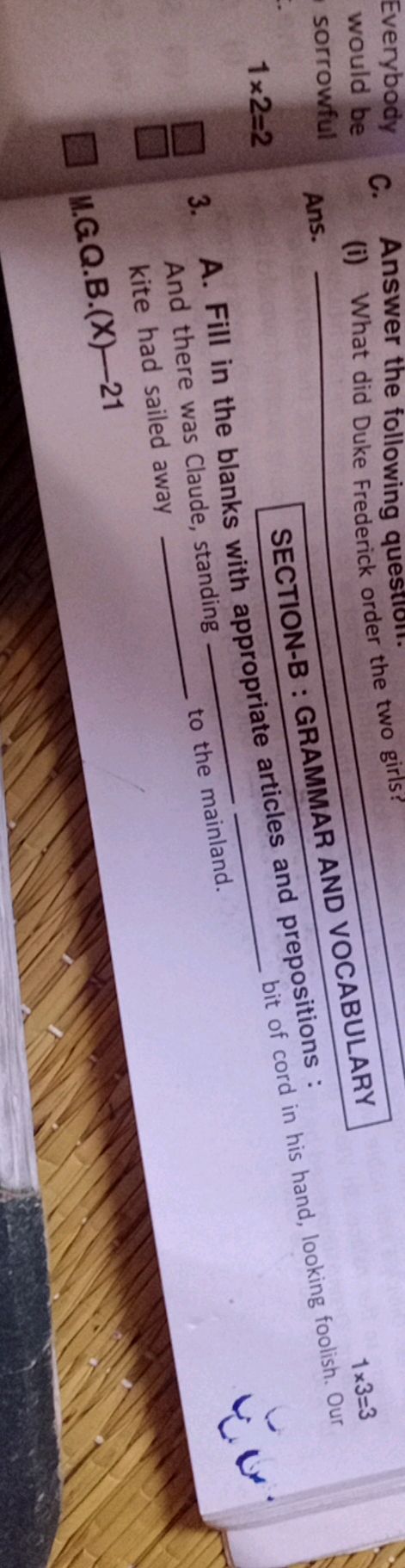 3. A. Fill in the blanks with appropriate | StudyX