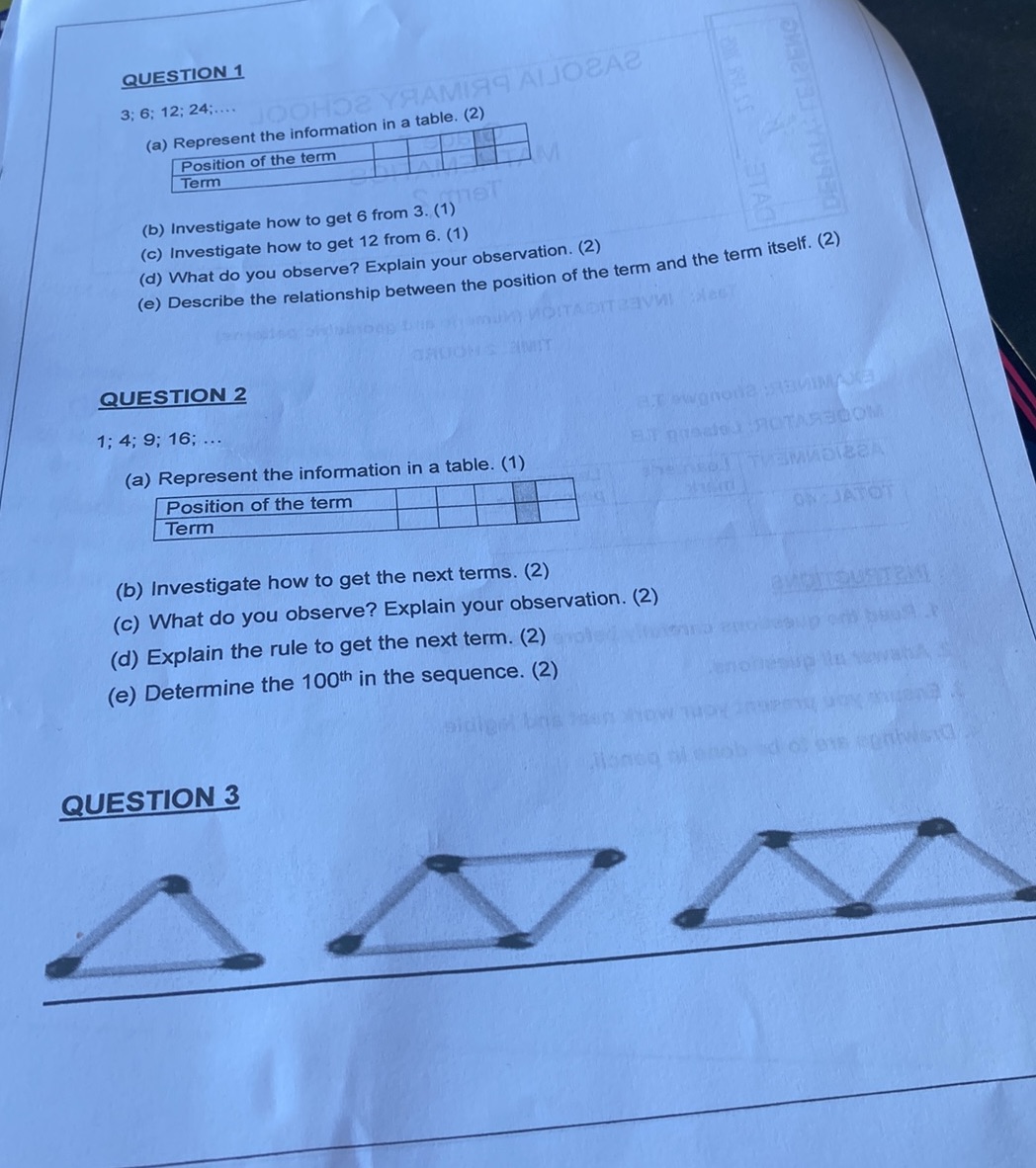 QUESTION 1 3; 6; 12; 24;... (a) Represent | StudyX