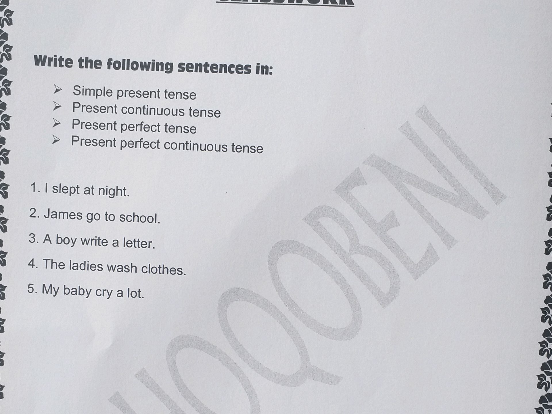 Write the following sentences in: Simple | StudyX