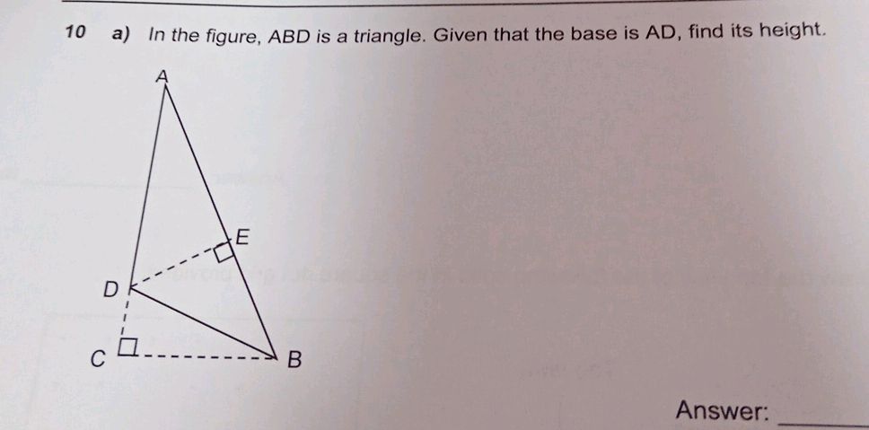 10 a) In the figure, ABD is a triangle. | StudyX