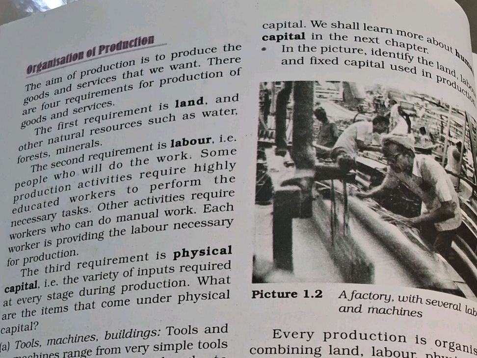 In the picture, identify the land, labour | StudyX