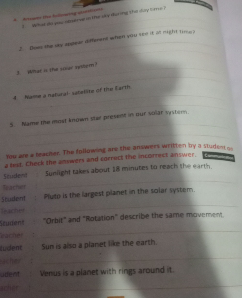 1. What do you observe in the sky during the | StudyX
