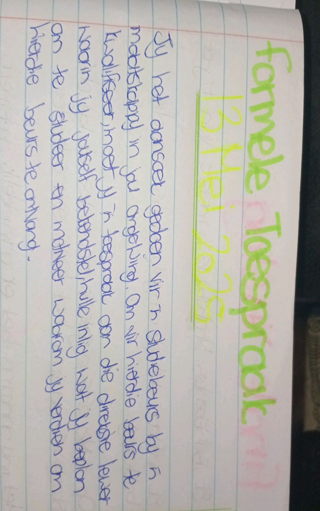 formele Toespraak Jy het dansoet gedoen vir | StudyX