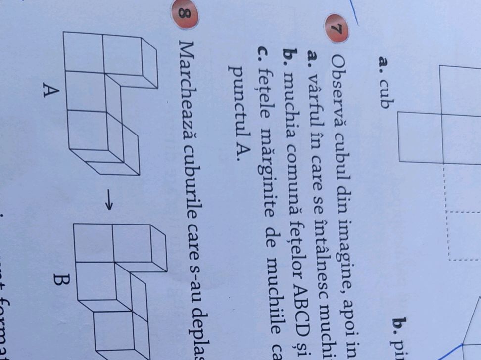 7 Observă cubul din imagine, apoi in a. | StudyX