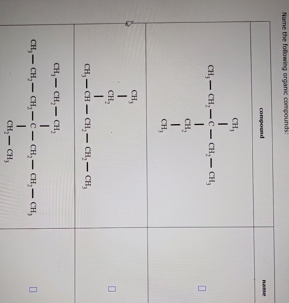 Name the following organic compounds: | | StudyX
