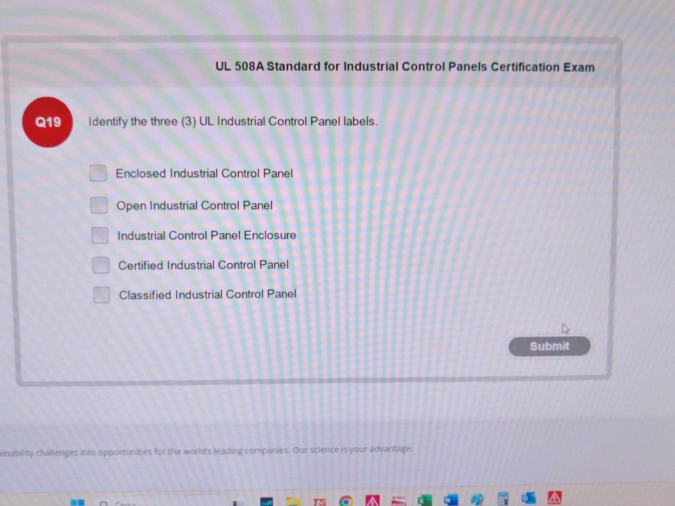 Identify the three (3) UL Industrial Control | StudyX