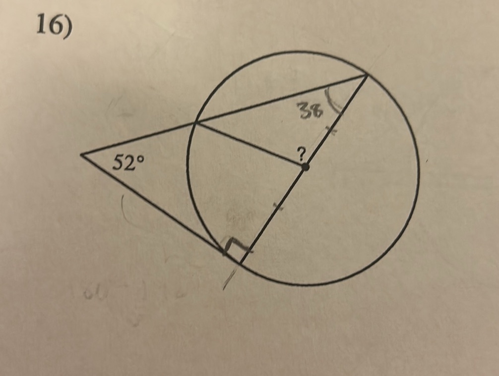 Find the angle marked with a question mark. | StudyX