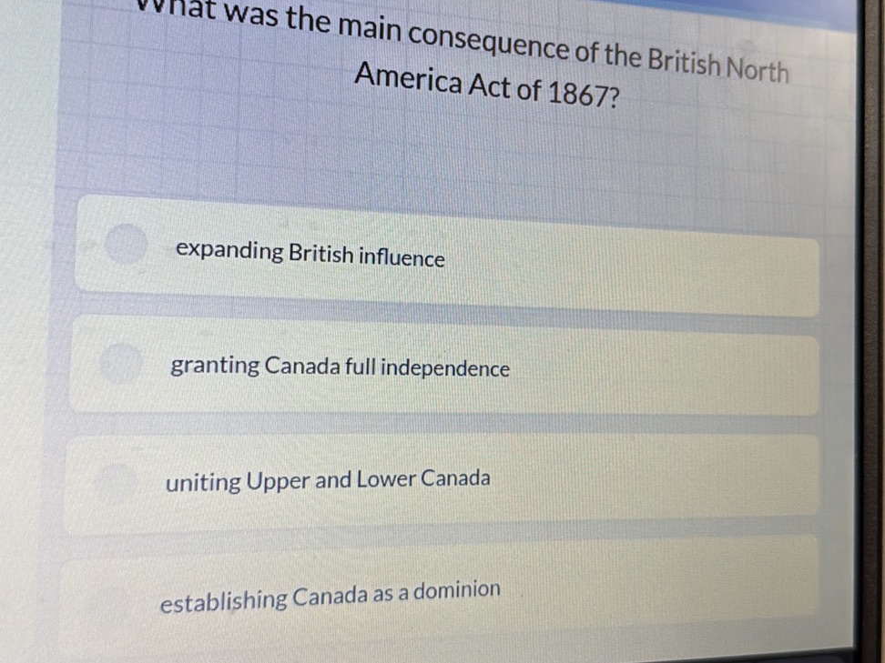 What was the main consequence of the British | StudyX