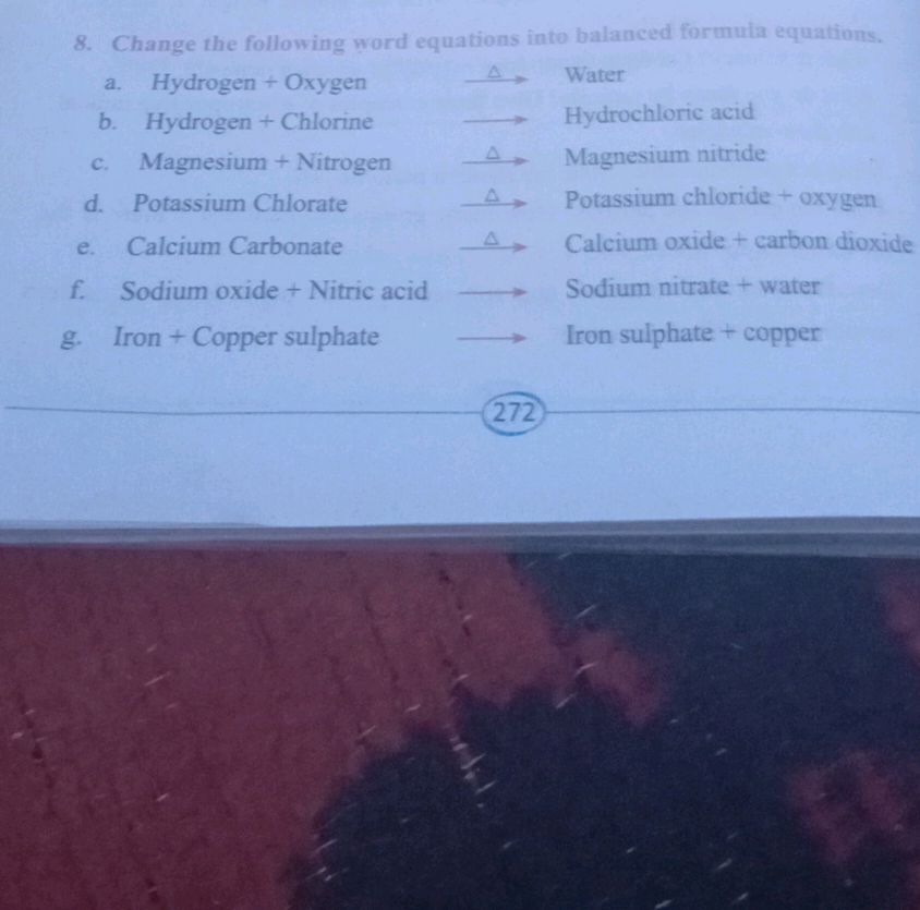 8. Change the following word equations into | StudyX