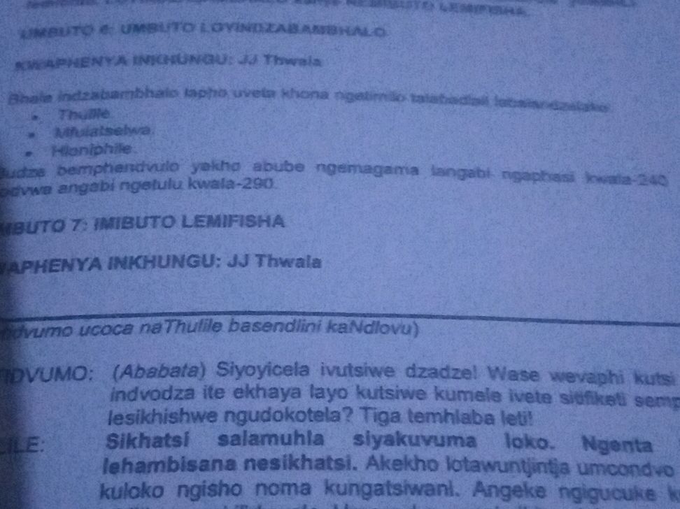 UMBUTO 6: UMBUTO LOYINDZABAMBHALO KWAPHENYA | StudyX