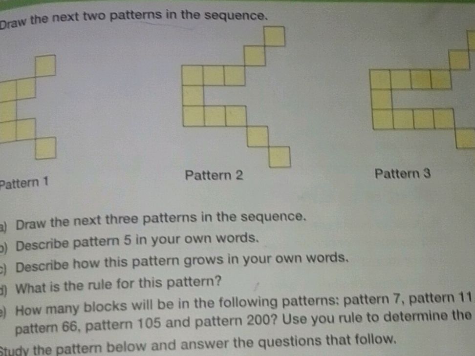 Draw the next two patterns in the sequence. | StudyX