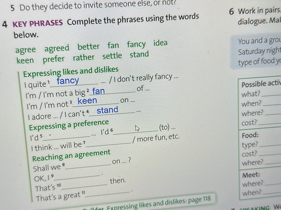 4 KEY PHRASES Complete the phrases using the | StudyX