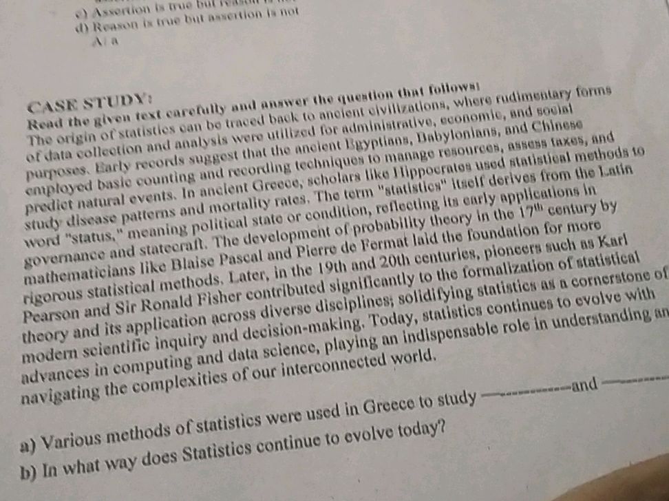 a) Various methods of statistics were used | StudyX