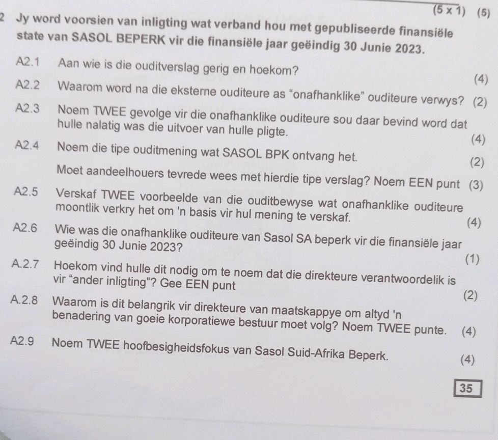 2 Jy word voorsien van inligting wat verband | StudyX