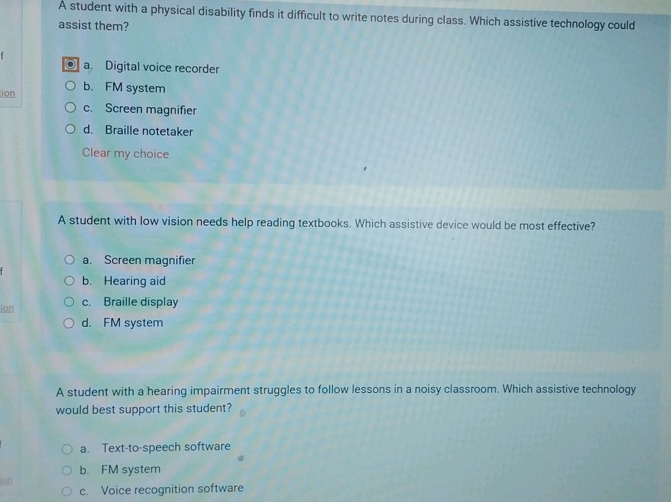 A student with a physical disability finds | StudyX