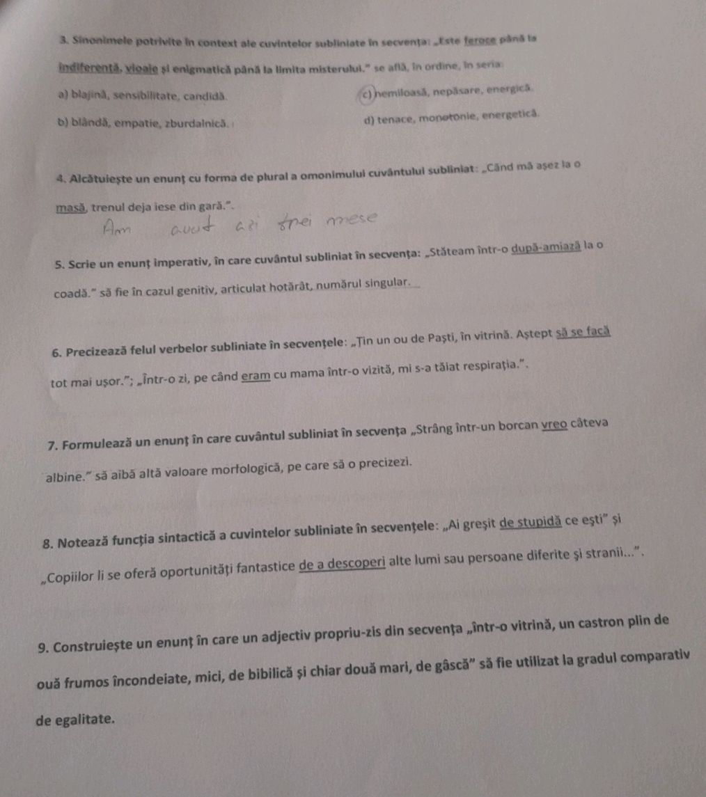 3. Sinonimele potrivite în context ale | StudyX