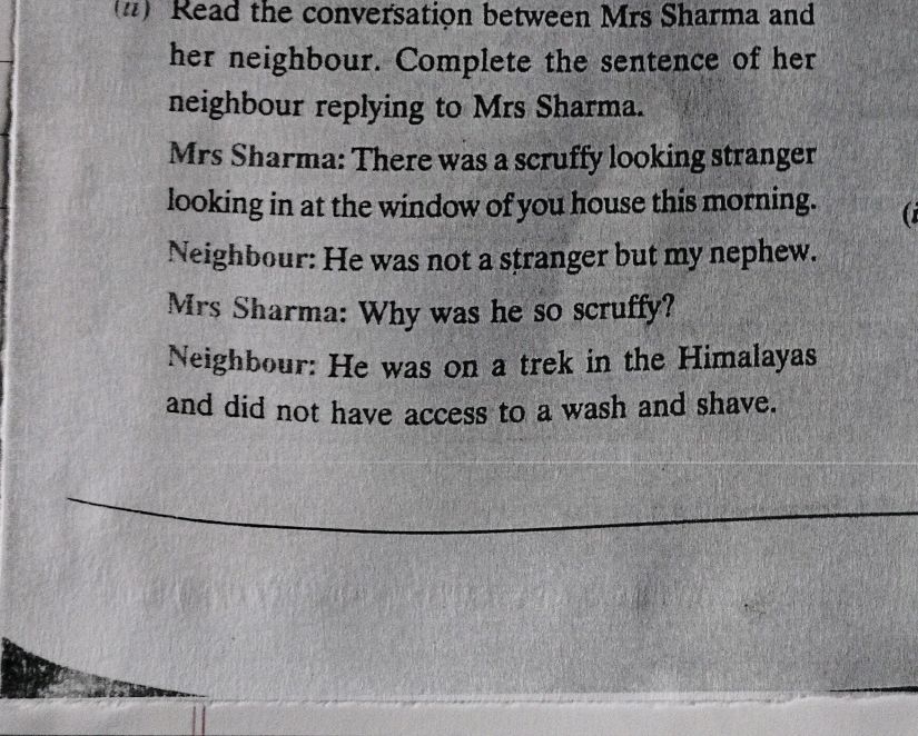 (1) Read the conversation between Mrs Sharma | StudyX