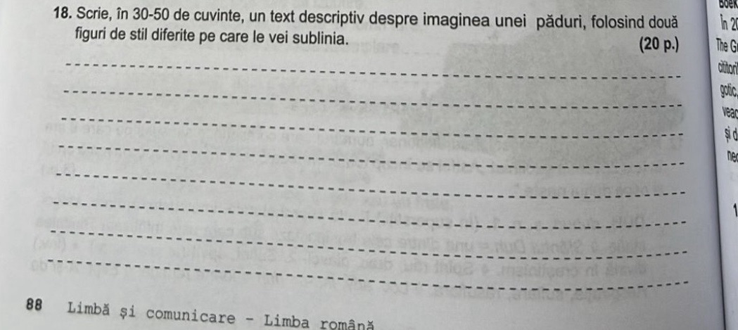 18. Scrie, în 30-50 de cuvinte, un text | StudyX