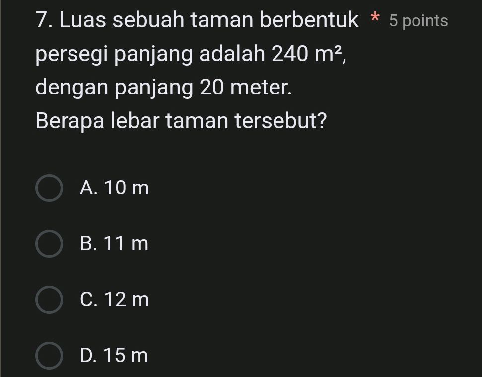 7. Luas sebuah taman berbentuk persegi | StudyX